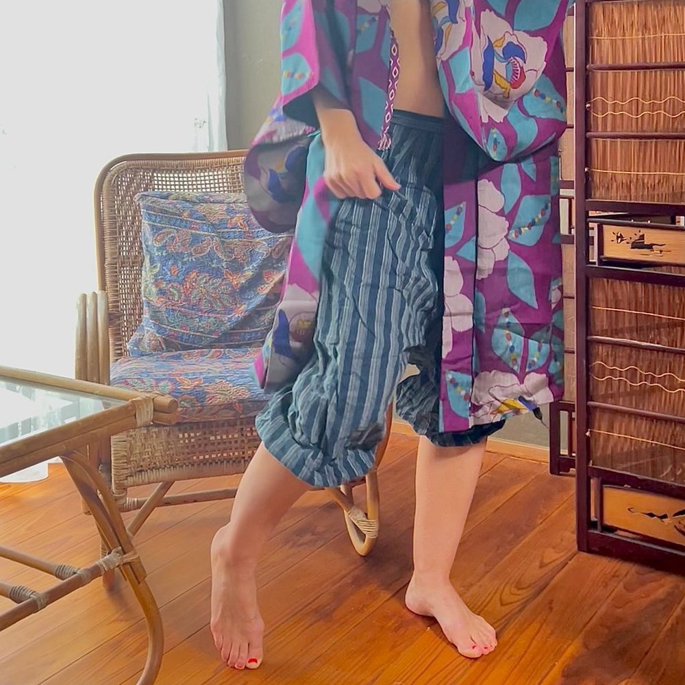 1960s Japanese Monpe Wrap Around Farmer Pants - Gem